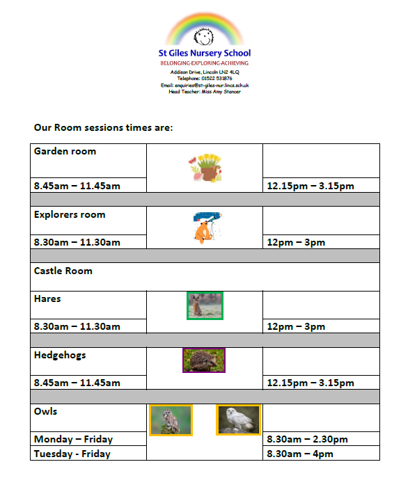 St Giles Nursery School - Funding and Session Structures